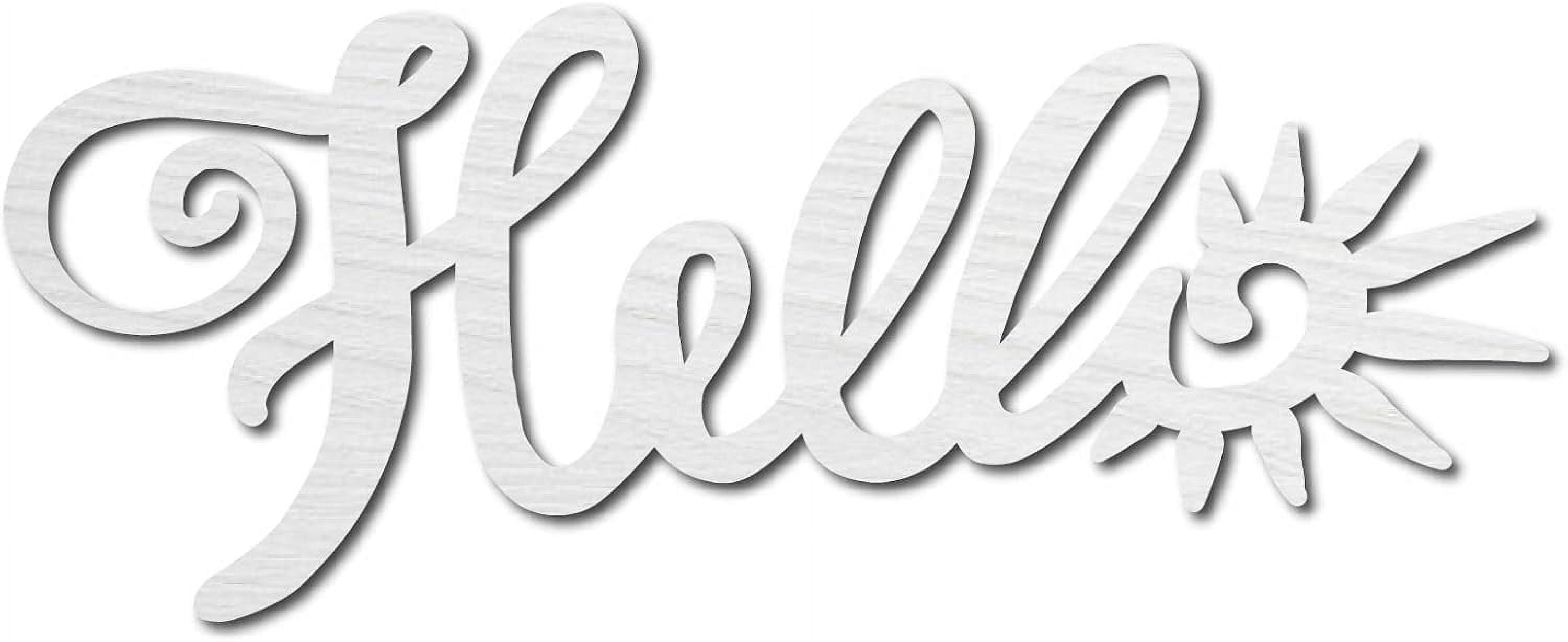 Hello Wood Sign Cutout Wall Decor Art Laser Cut Unfinished Letters Sun ...