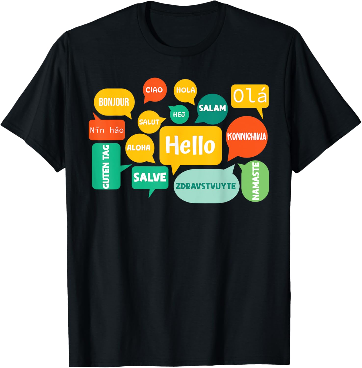 Hello Word In Different Languages Multilingualism Travel T-Shirt men ...