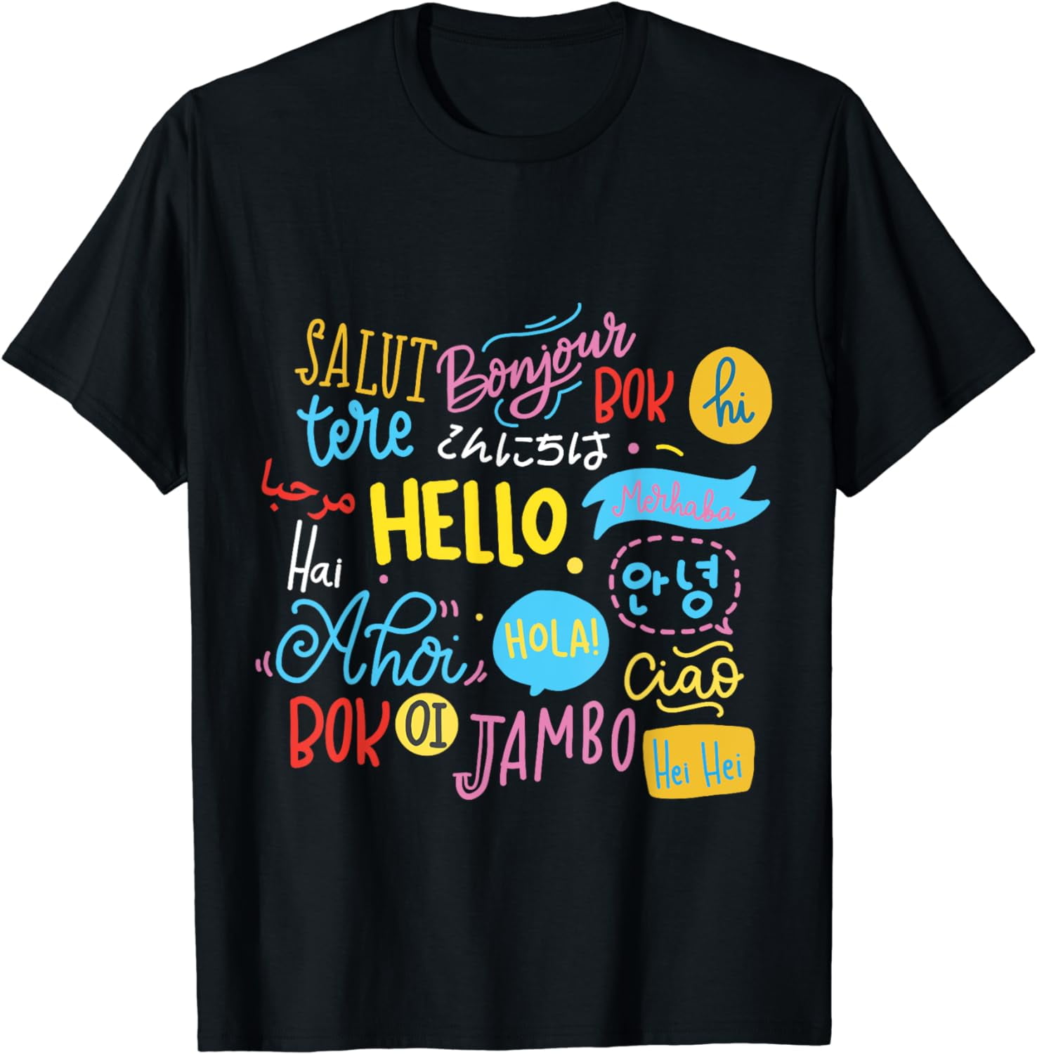 Hello Word in Different Languages Travel and Teacher Gift T-Shirt ...