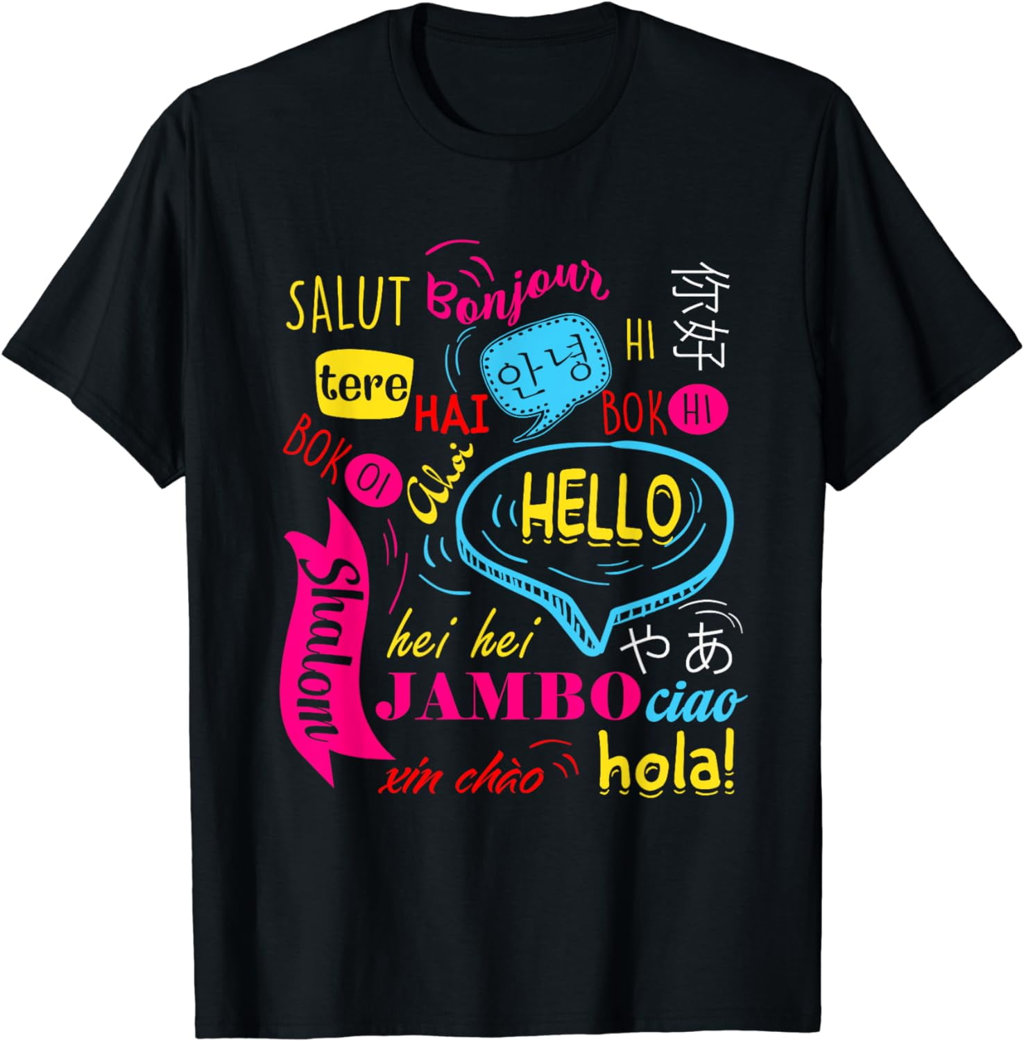 Hello Word in Different Languages Travel and Teacher T-Shirt - Walmart.com