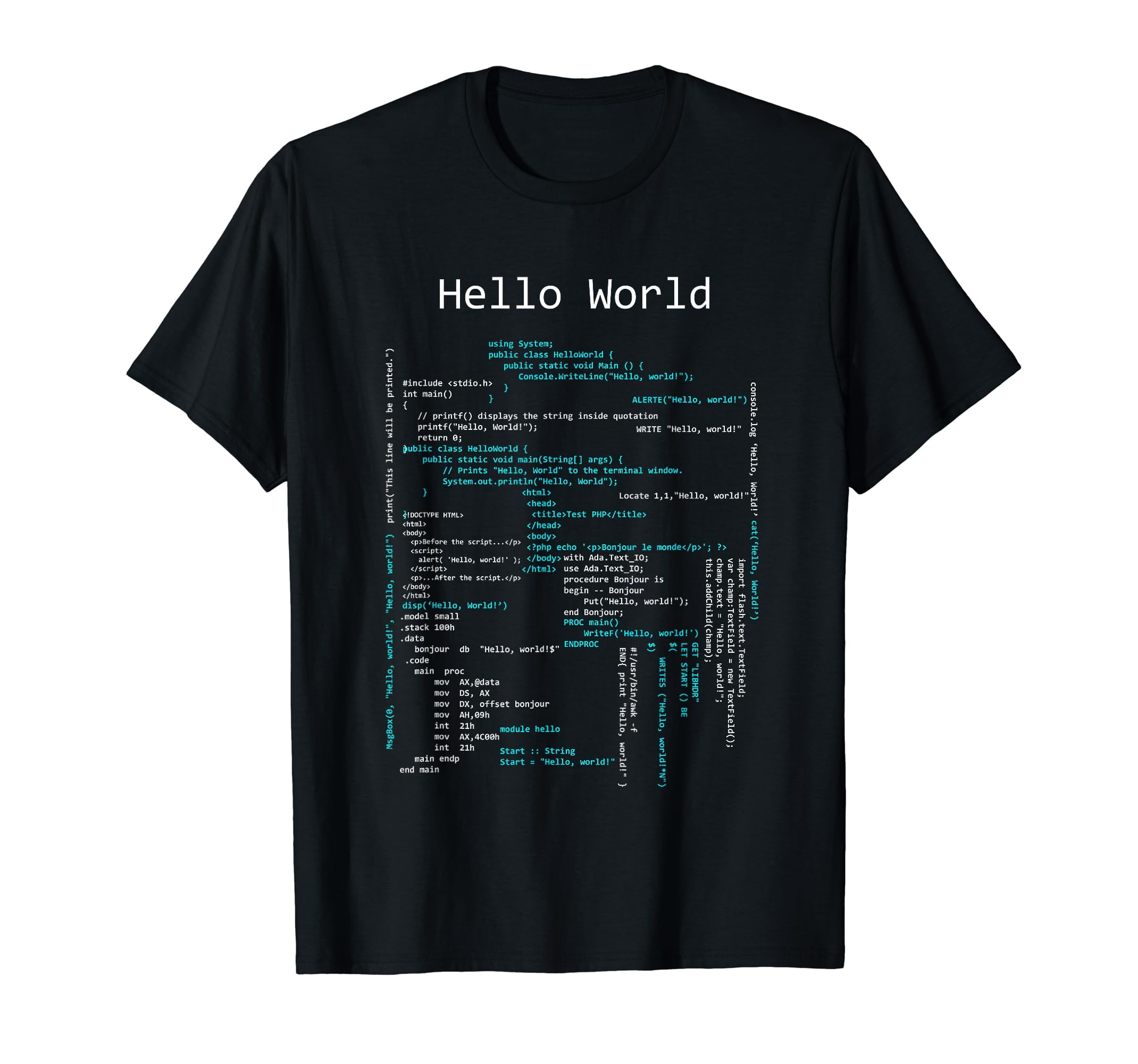 Hello World Coding, Computer Programming Languages T-Shirt - Walmart.com