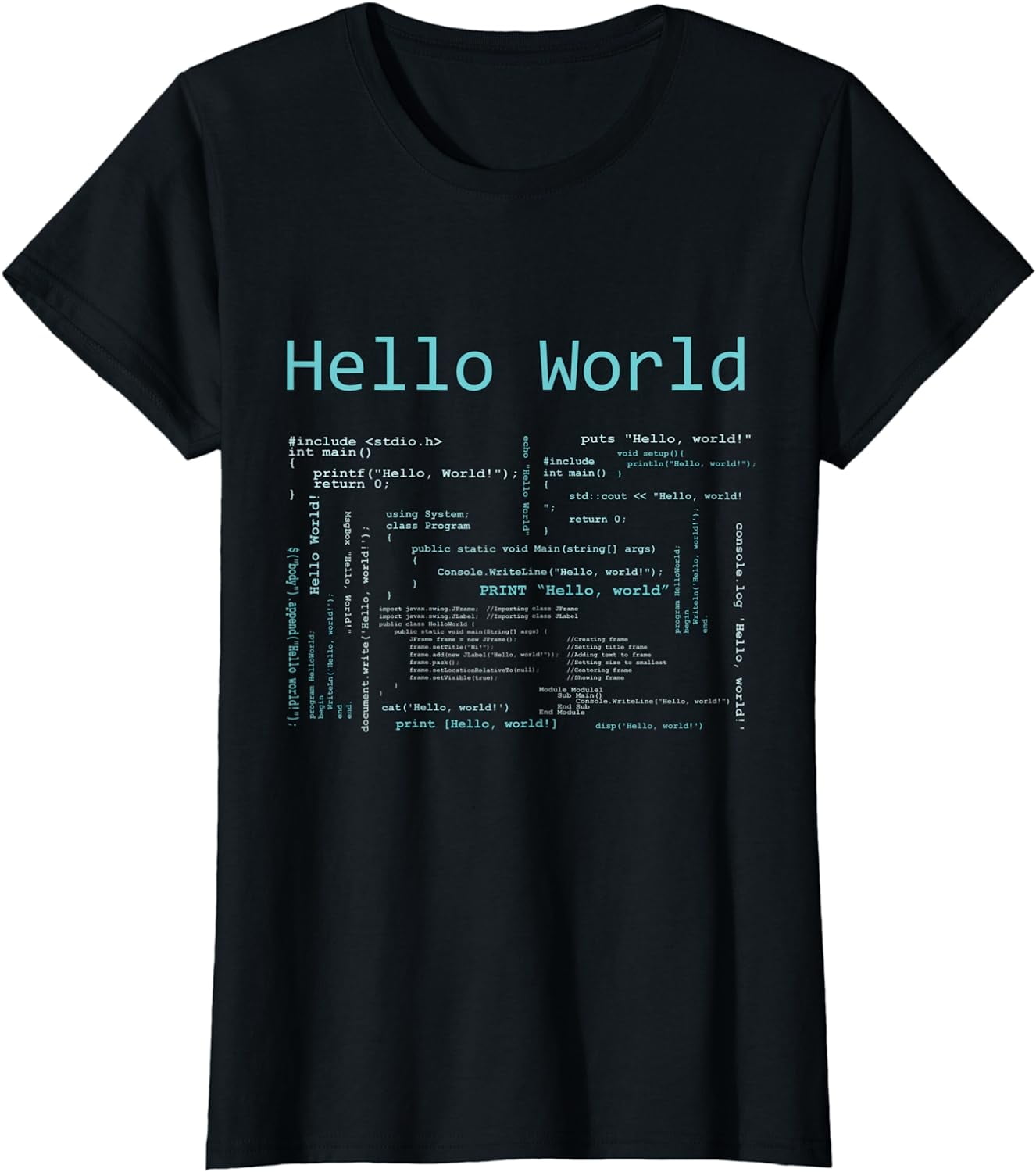 Hello World Computer Programming Languages T Shirt