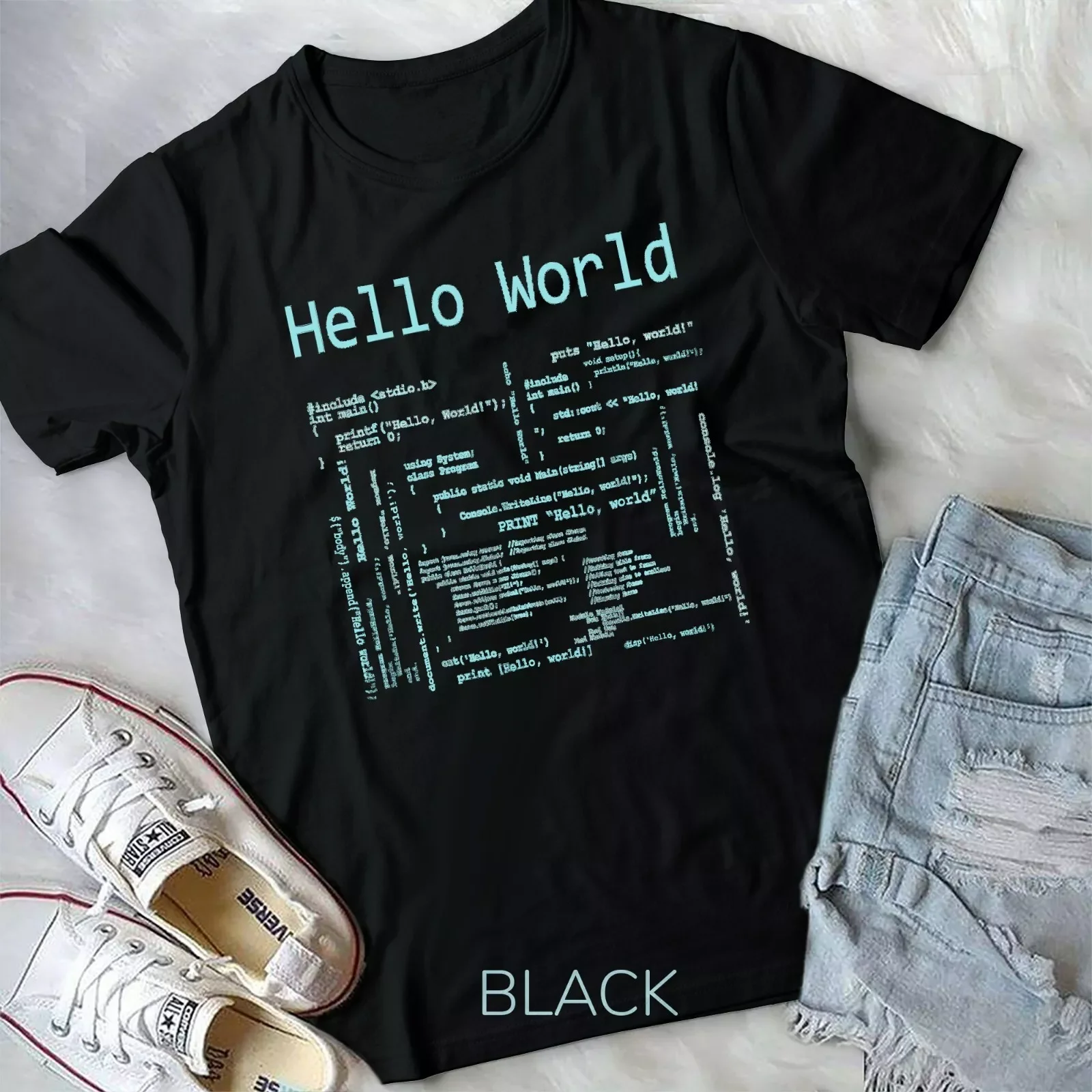 Hello World, Funny Computer Programming Languages and Coder Graphic New ...