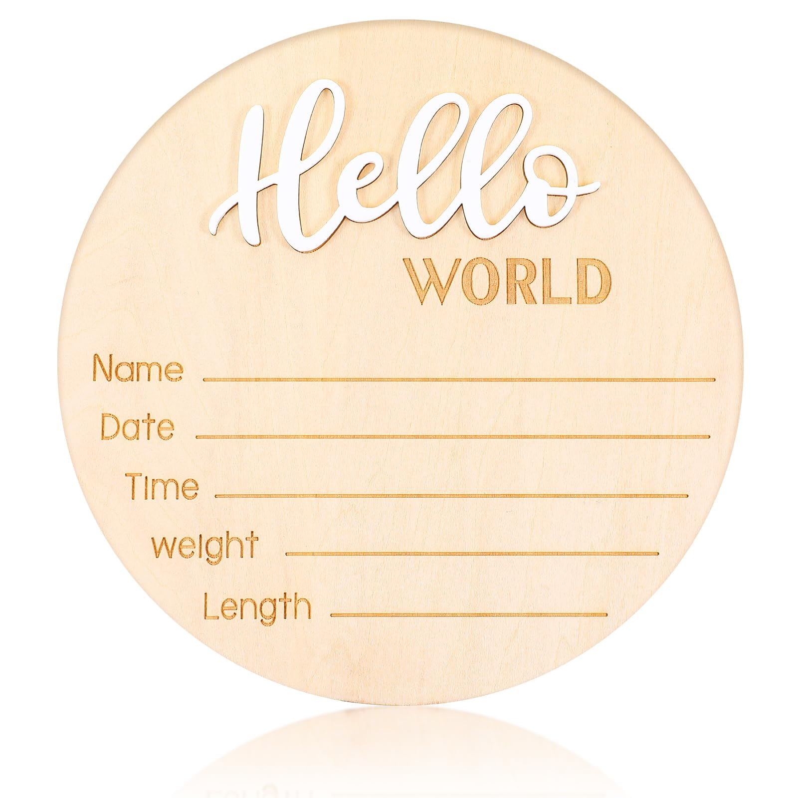 Hello World Newborn Welcome Birth Baby Name Plaque, 5.9In Wooden Sign ...