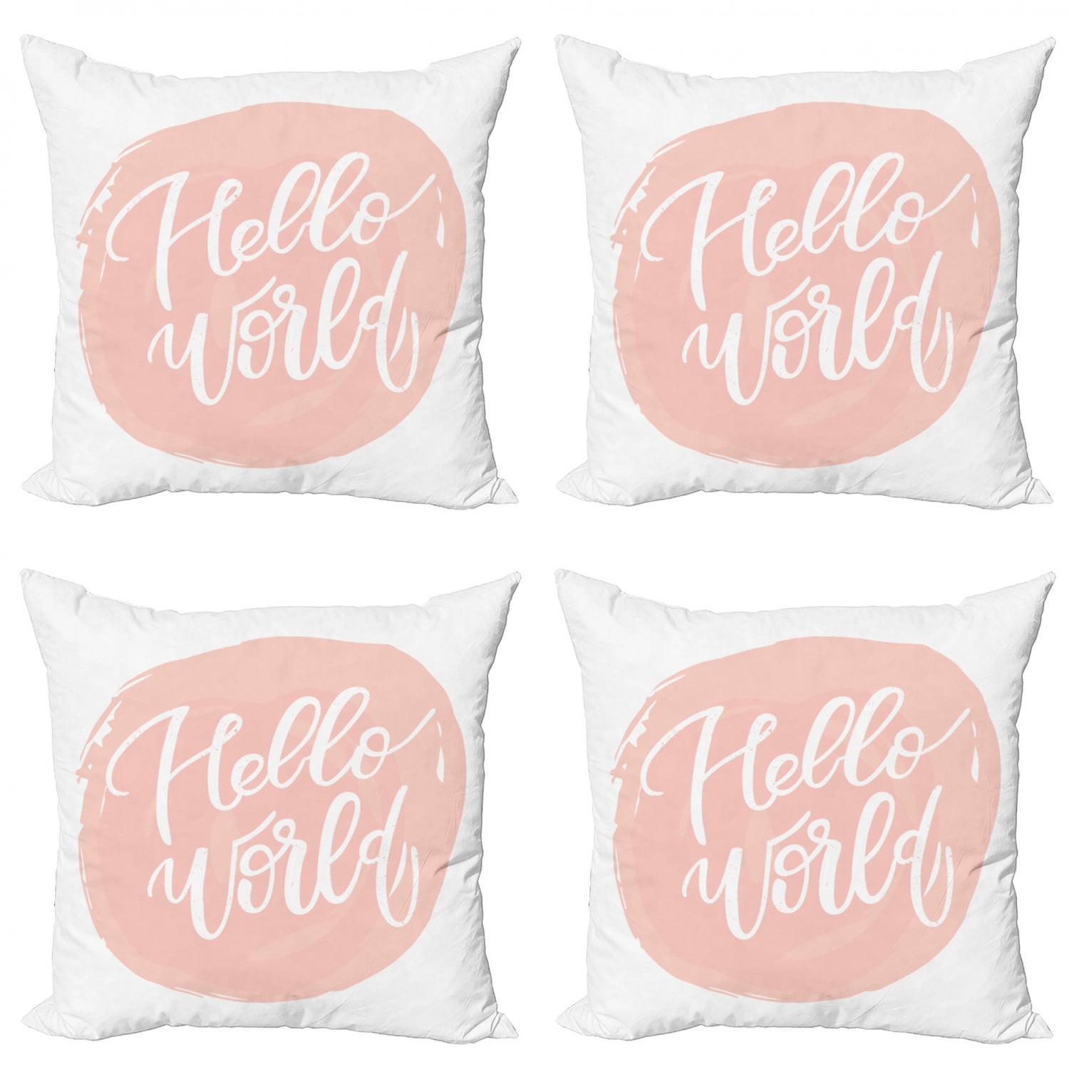 Hello World Throw Pillow Cushion Case Pack of 4, Print of Hand Written ...