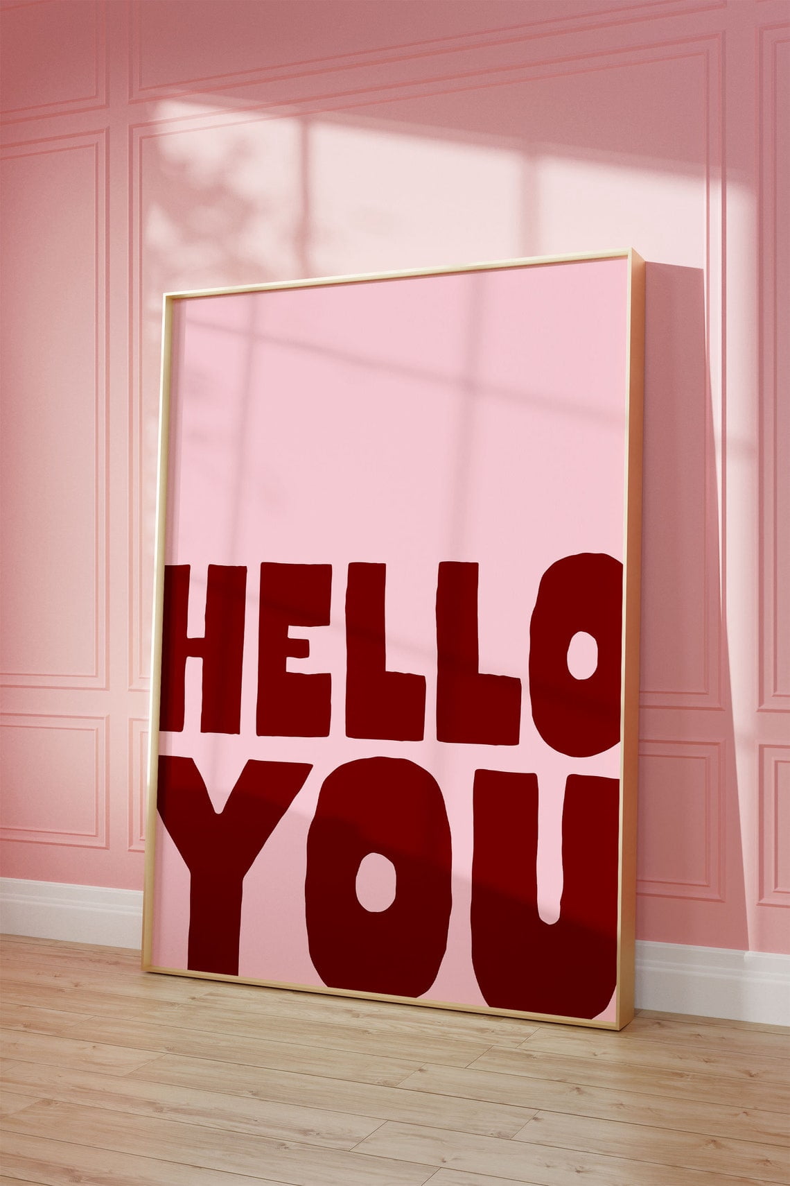 Hello You Art Poster, Pink And Red Home Poster, Daily Reminders ...