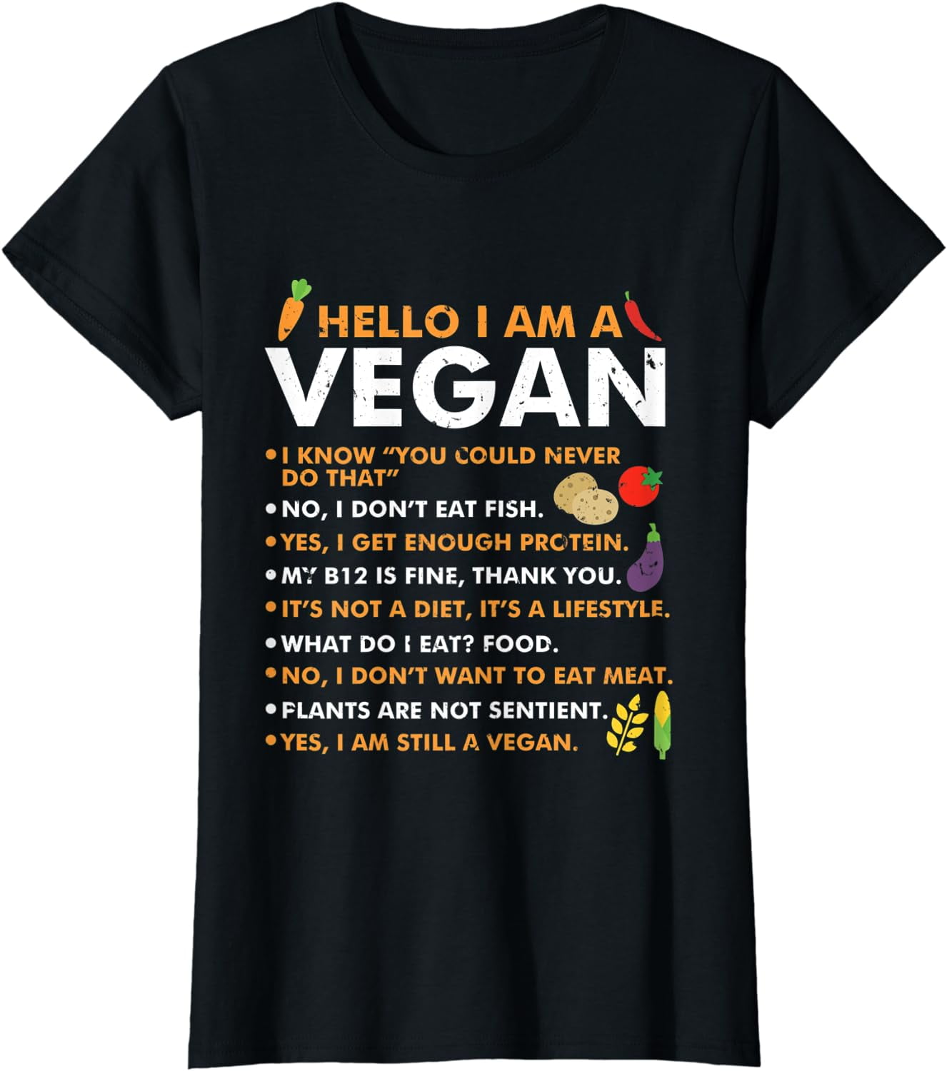 Hello i Am Vegan Vegetable Diet Plant Fueled T-Shirt - Walmart.com
