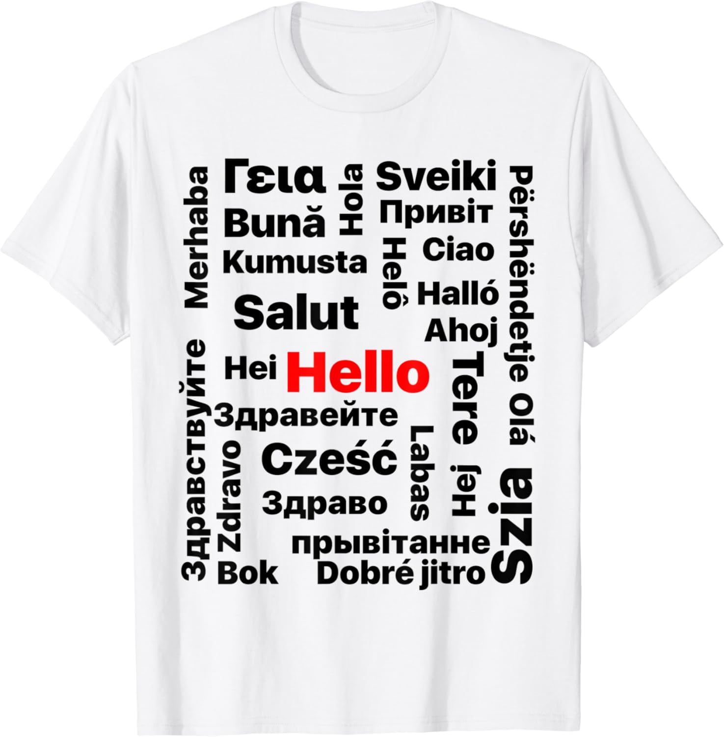 Hello in different languages. T-shirt - Walmart.com