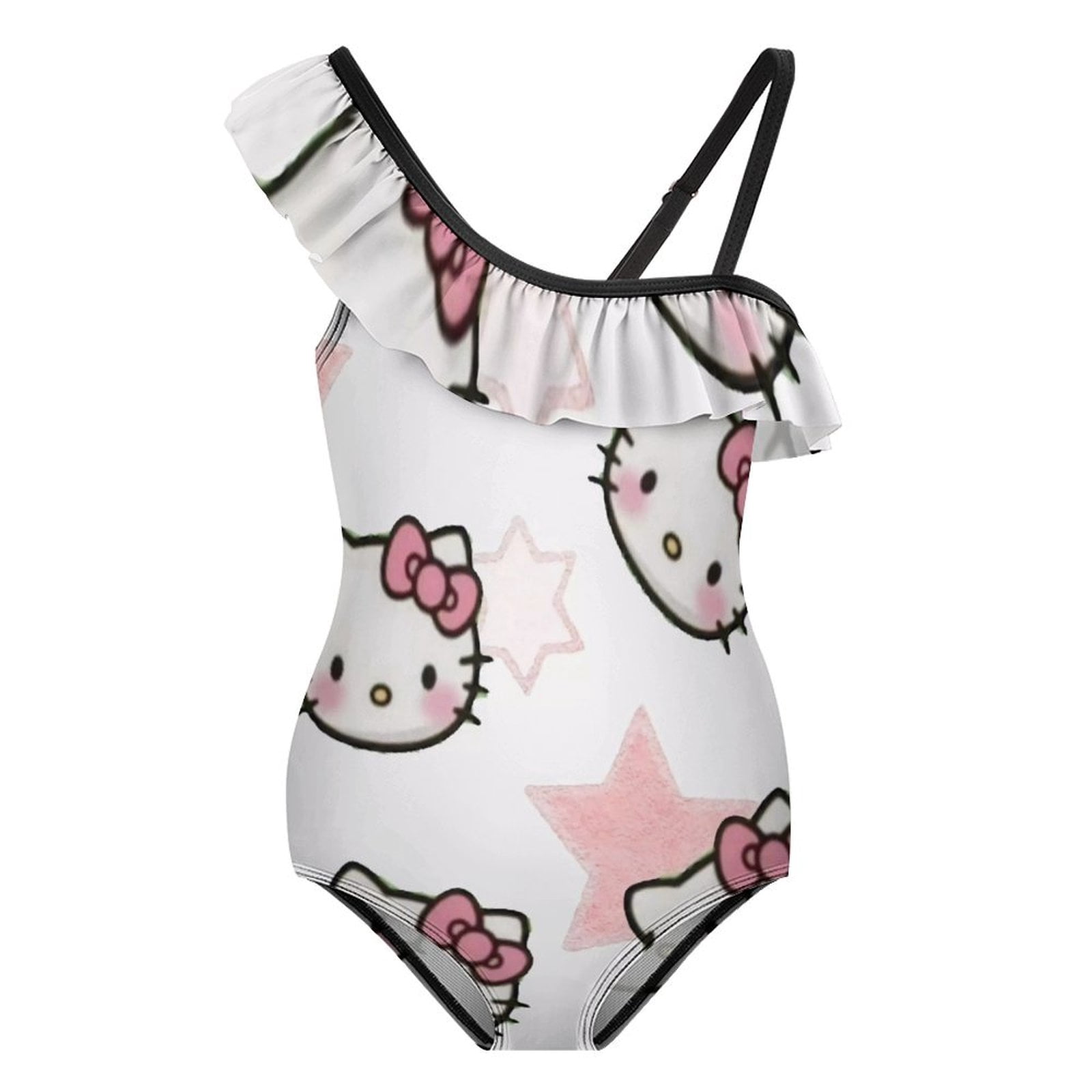 Hello-kitty Girls Swimsuit One Piece Swimsuits Ruffle Bathing Suit Kids ...