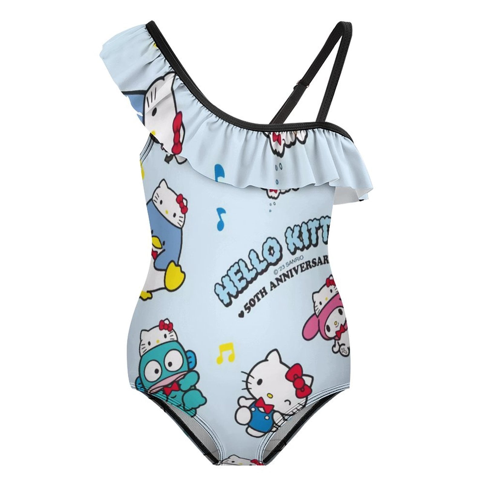 Hello-kitty Girls Swimsuit One Piece Swimsuits Ruffle Bathing Suit Kids ...