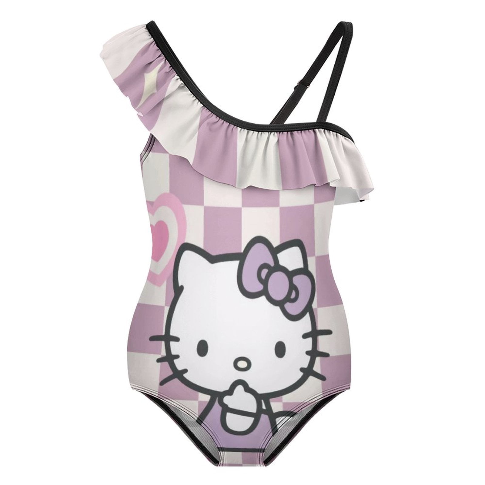 Hello-kitty Girls Swimsuit One Piece Swimsuits Ruffle Bathing Suit Kids ...