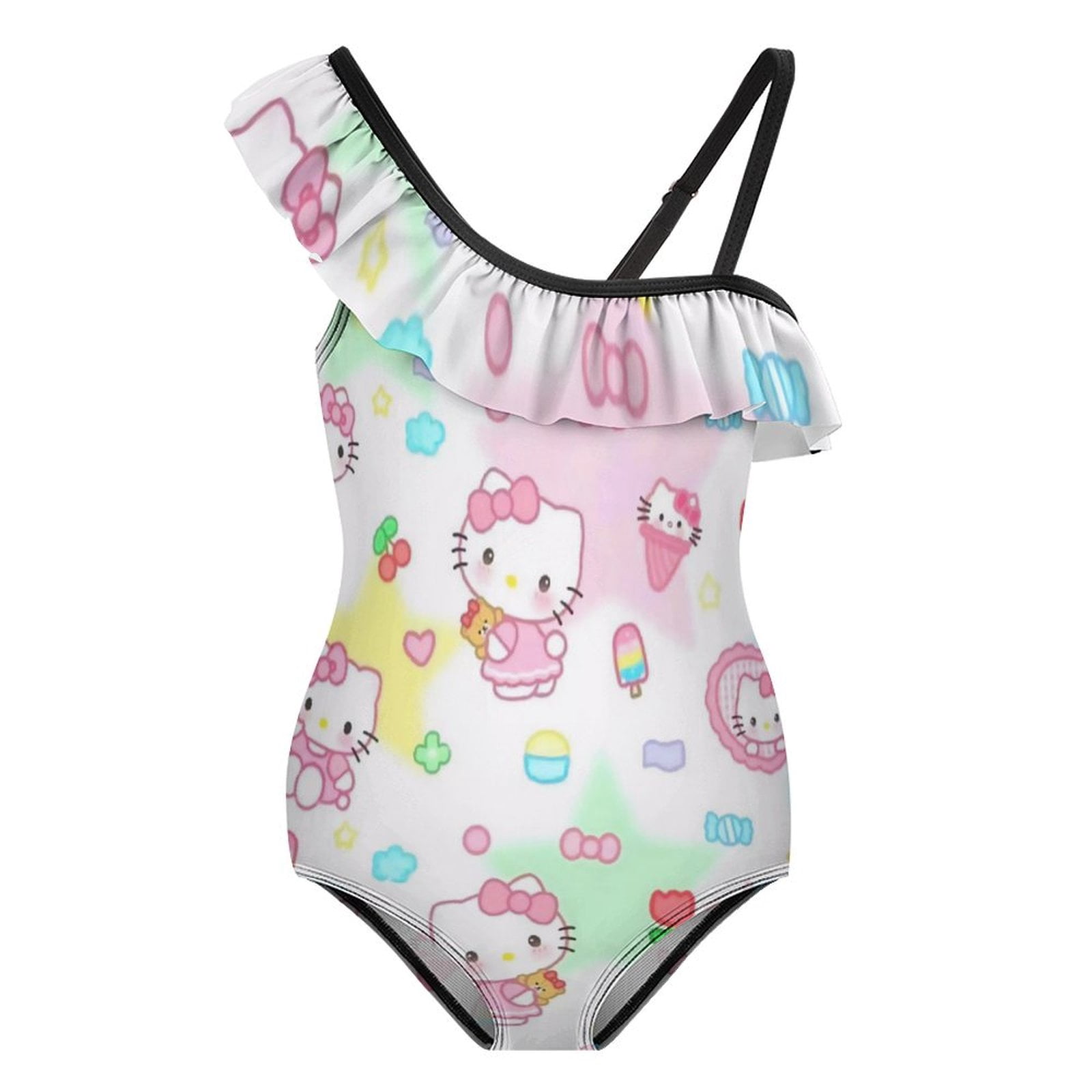 Hello-kitty Girls Swimsuit One Piece Swimsuits Ruffle Bathing Suit Kids ...