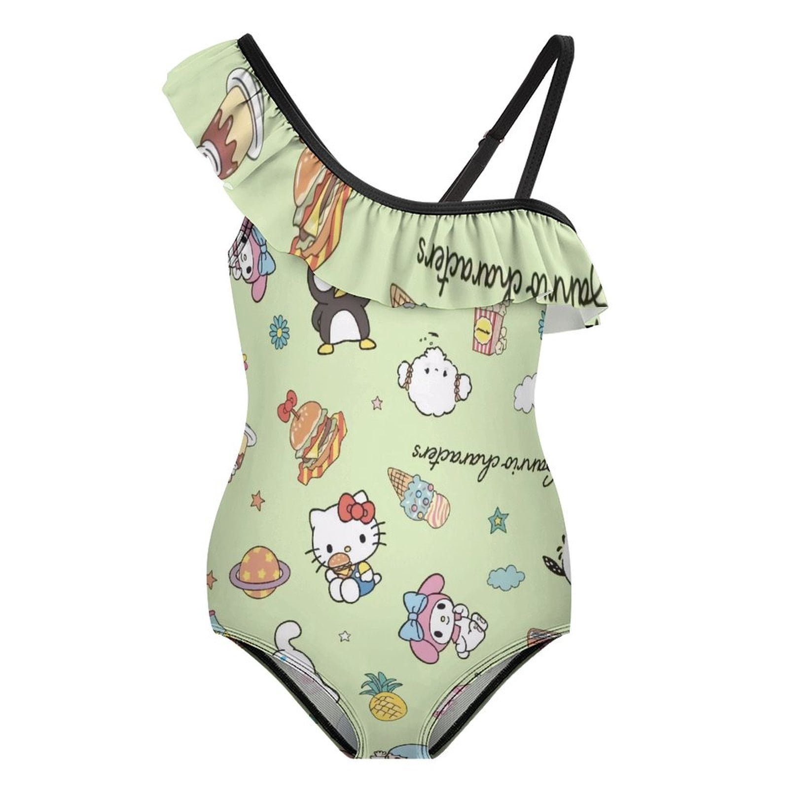 Hello-kitty Girls Swimsuit One Piece Swimsuits Ruffle Bathing Suit Kids ...