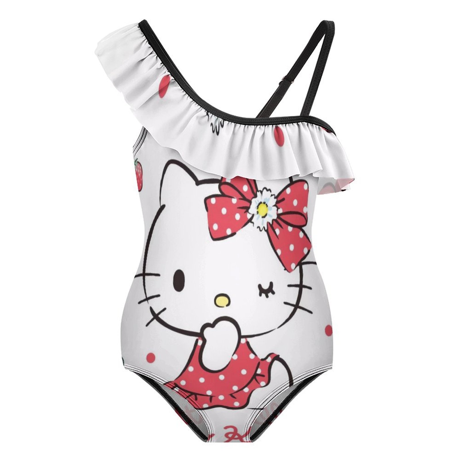 Hello-kitty Girls Swimsuit One Piece Swimsuits Ruffle Bathing Suit Kids ...