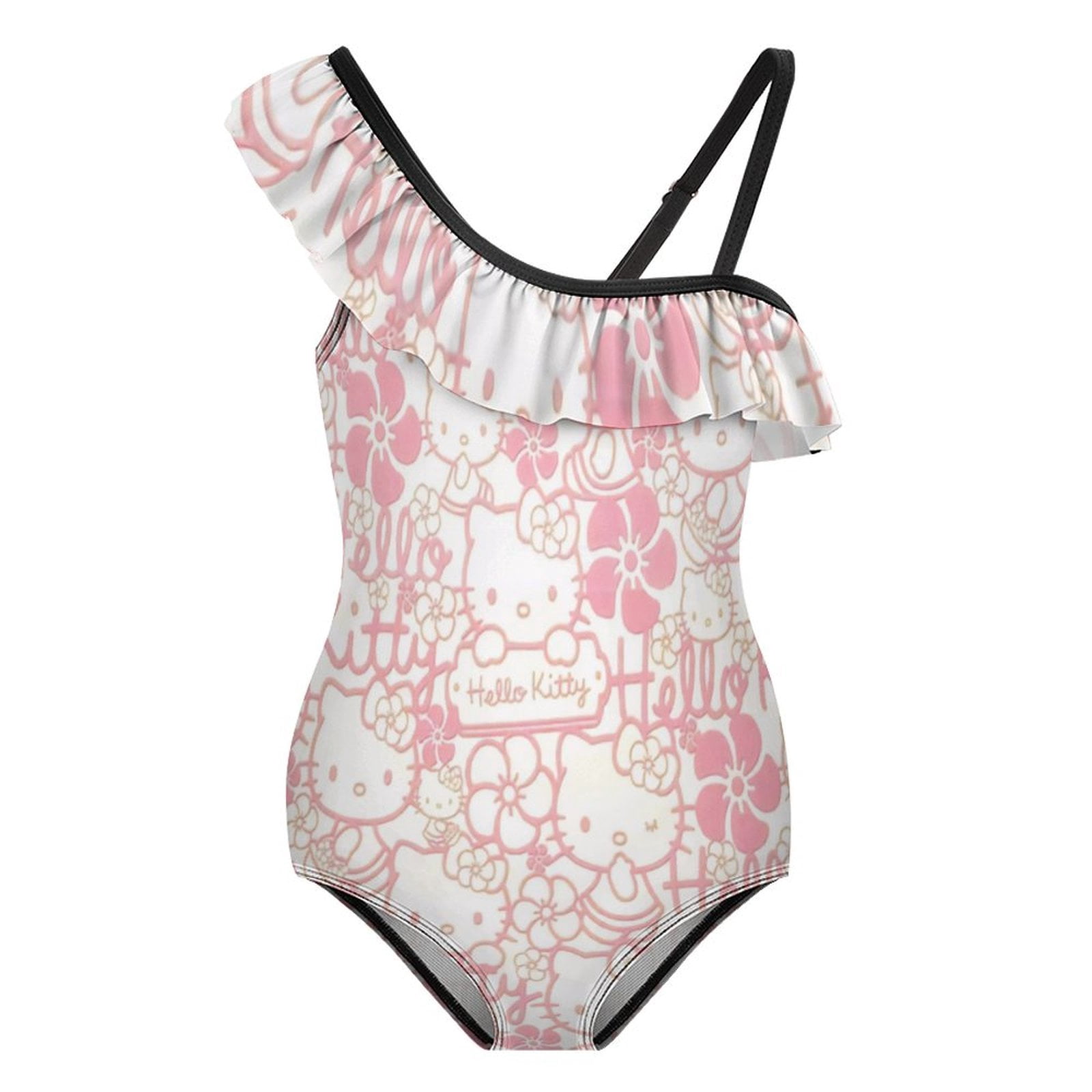 Hello-kitty Girls Swimsuit One Piece Swimsuits Ruffle Bathing Suit Kids ...