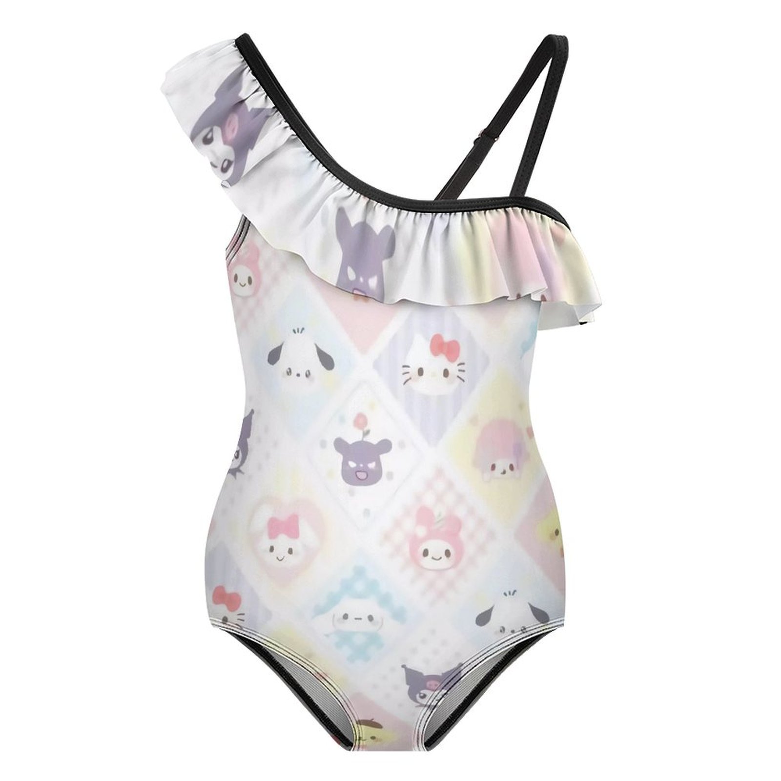 Hello-kitty Girls Swimsuit One Piece Swimsuits Ruffle Bathing Suit Kids ...