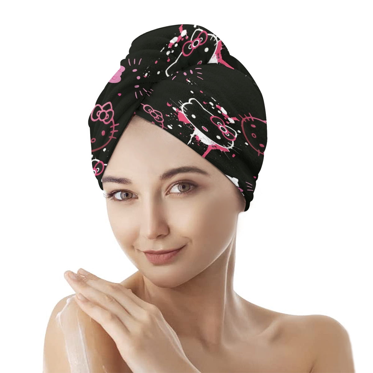 Hello kitty Hair Towel Wrap for Women, Flannel hair dryer cap Ultra ...