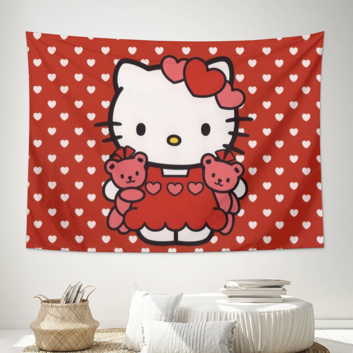 Hello kitty Tapestry 60x50 Inch Cartoon Wall Hanging Anime Tapestry for ...