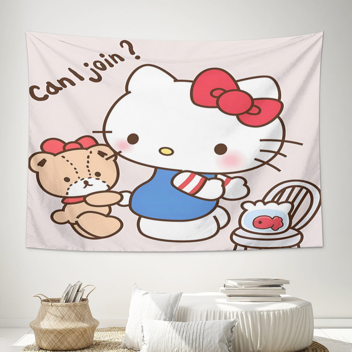 Hello kitty Tapestry 60x50 Inch Cartoon Wall Hanging Anime Tapestry for ...