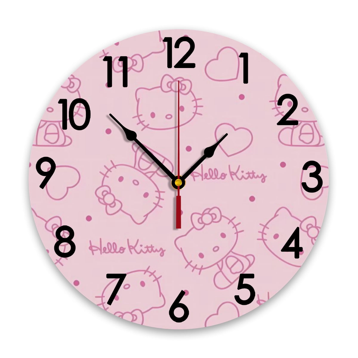 Hello kitty Wall Clock Silent Non-Ticking 12" Premium Quartz Round Easy ...