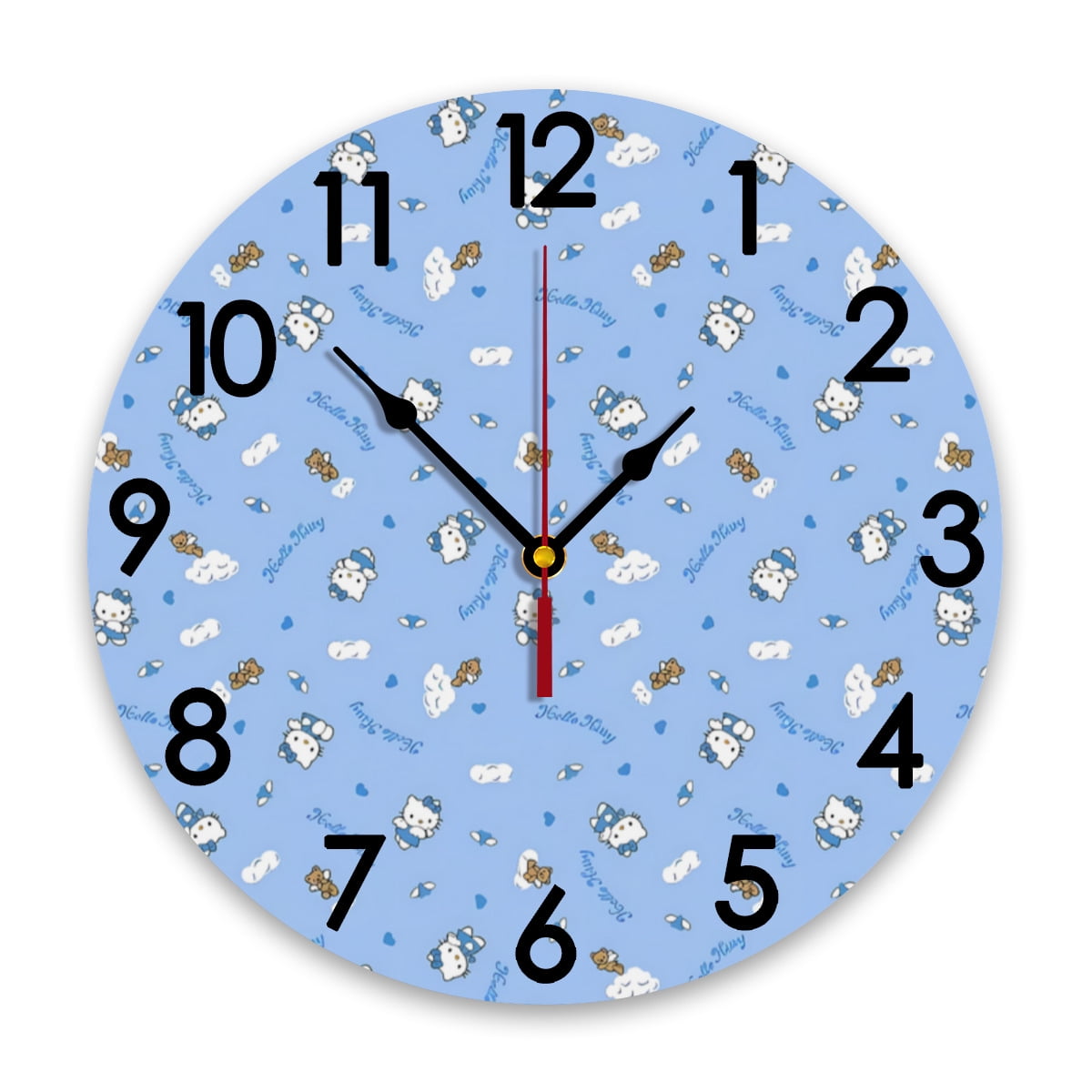 Hello kitty Wall Clock Silent Non-Ticking 12" Premium Quartz Round Easy ...
