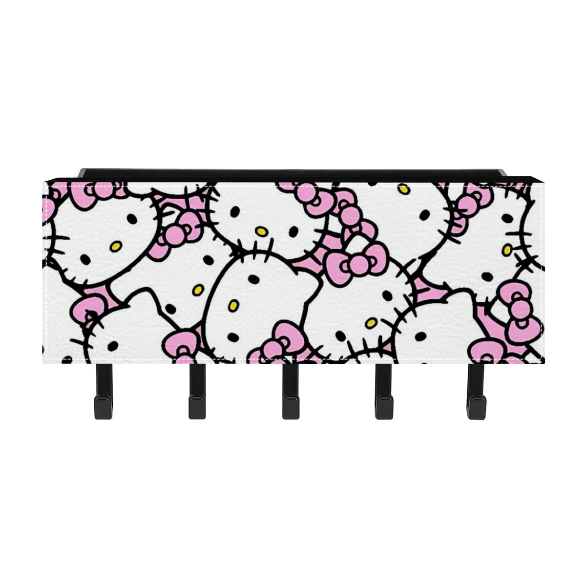 Hello kitty Wall Key Holder, Farmhouse Wall Rack with 6 Hooks, Wall ...