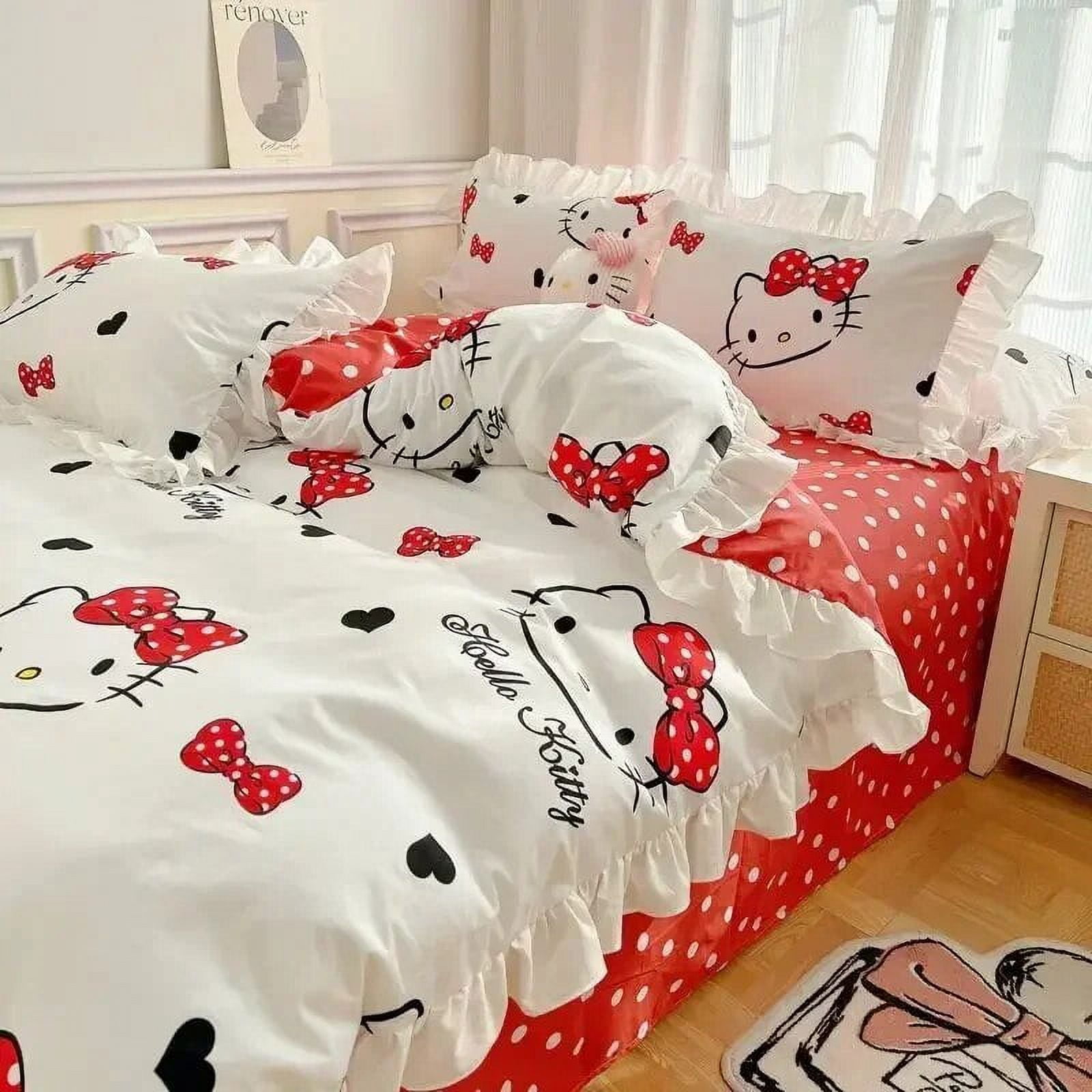 Hello Kitty Kawaii Student Dormitory Single Bed Sheet Quilt cover Three ...