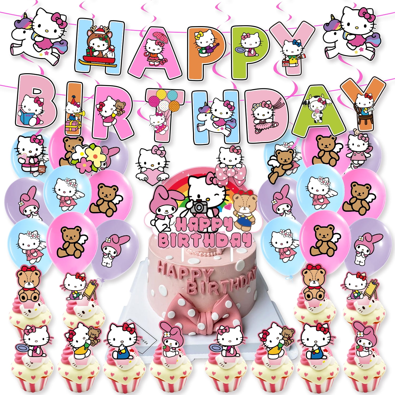 VAK Hello Kitty Party Decoration Kits with Happy Birthday Banner and ...