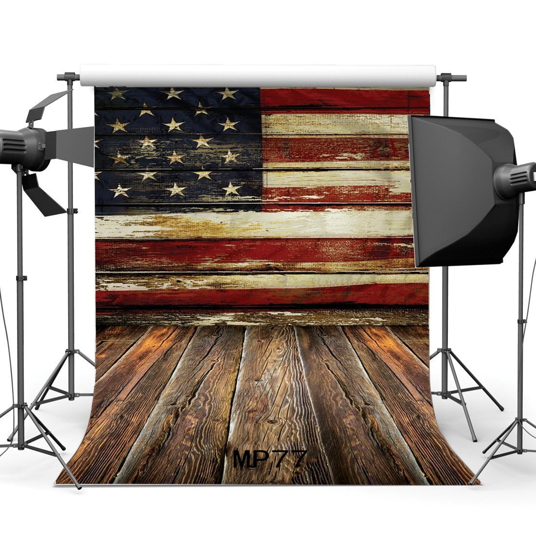 HelloDecor Polyester 5x7ft American Flag Backdrop Stars and Stripes on ...