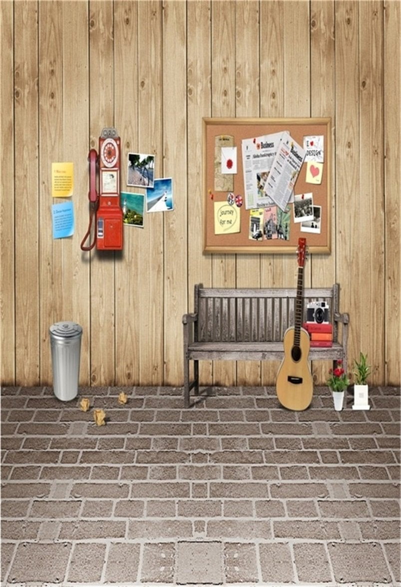 HelloDecor 5x7ft Artistic Background Photography Backdrops Guitar Bench ...
