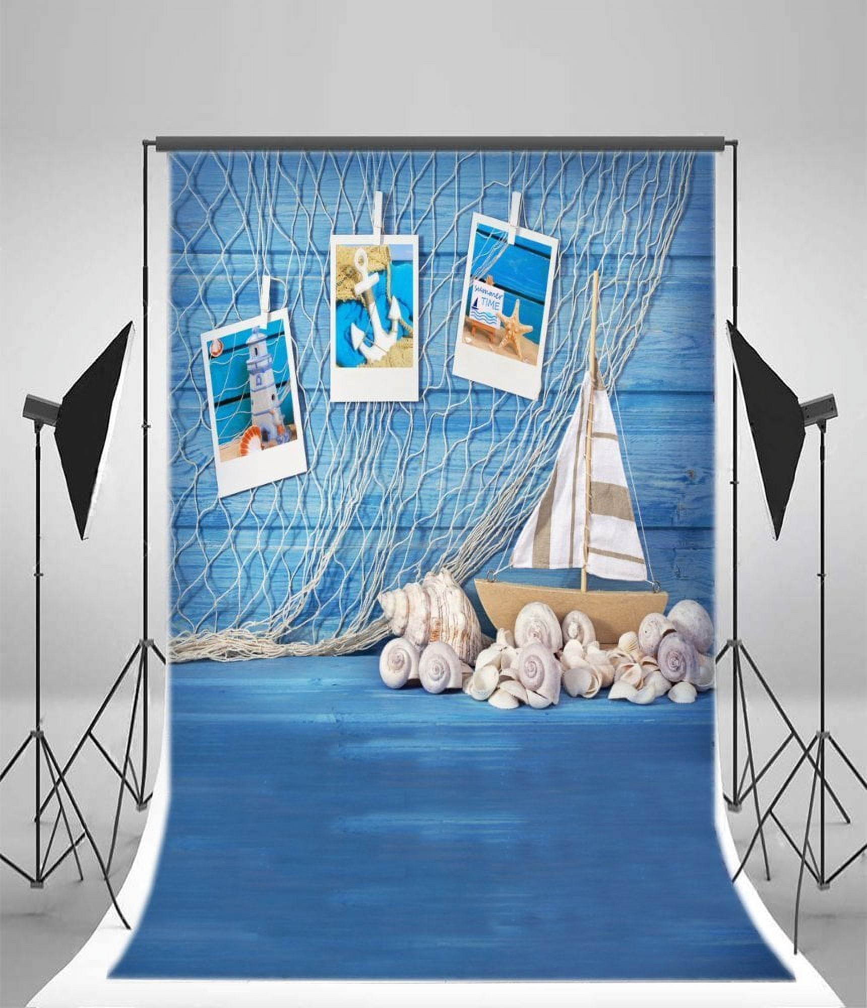 HelloDecor 5x7ft Backdrop Photography Background Weathered Blue Stripe ...