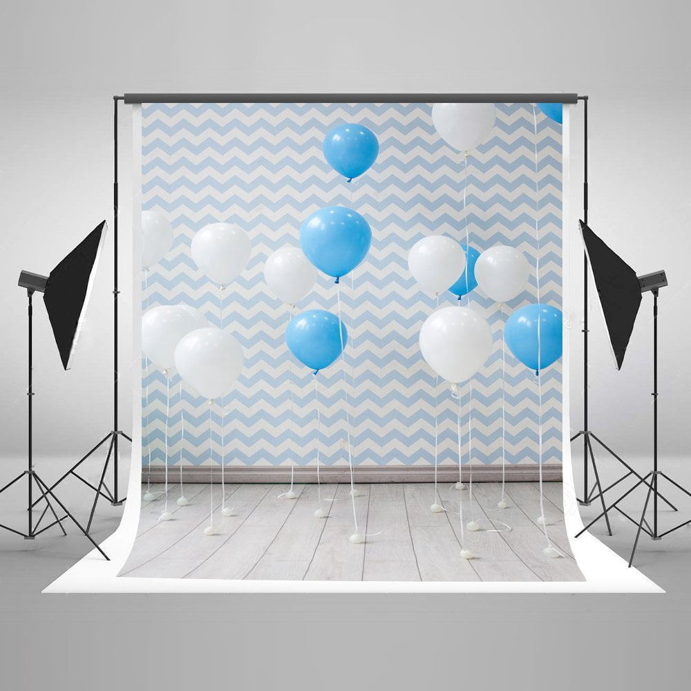 HelloDecor 5x7ft Backdrop Photography Background White Blue Balloons ...