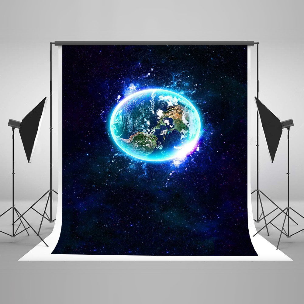HelloDecor 5x7ft Blue Flame Earth Fire Starry Sky Studio Bedroom ...