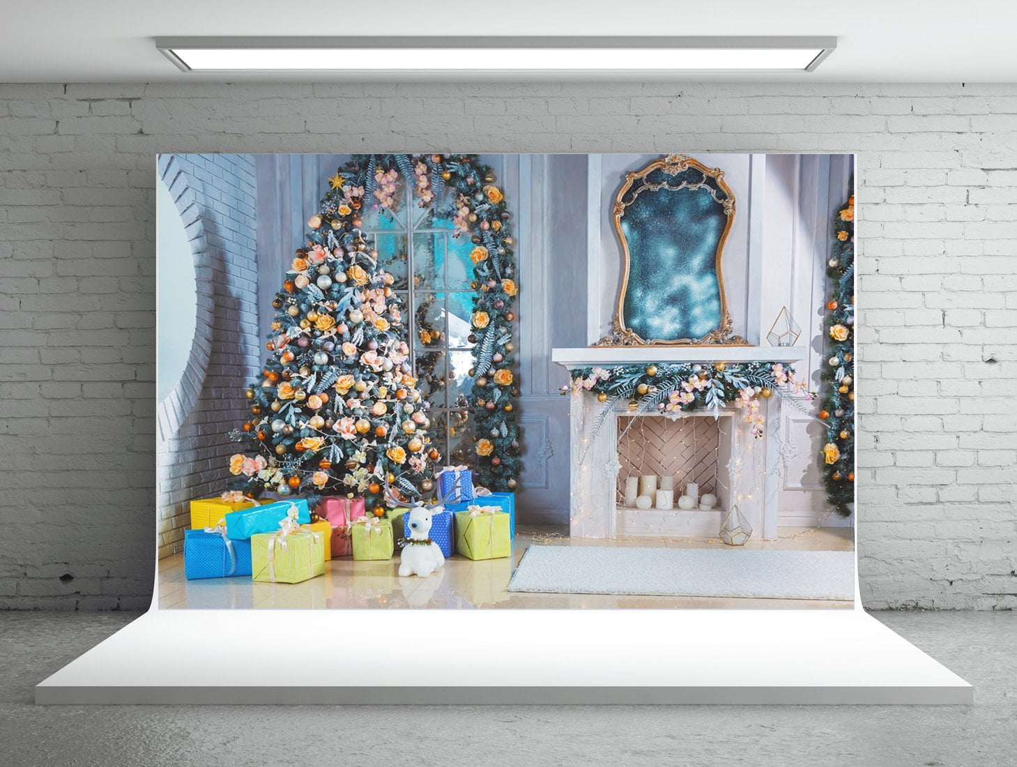 HelloDecor 5x7ft Blue Theme Christmas Backdrop for Photography Colorful ...