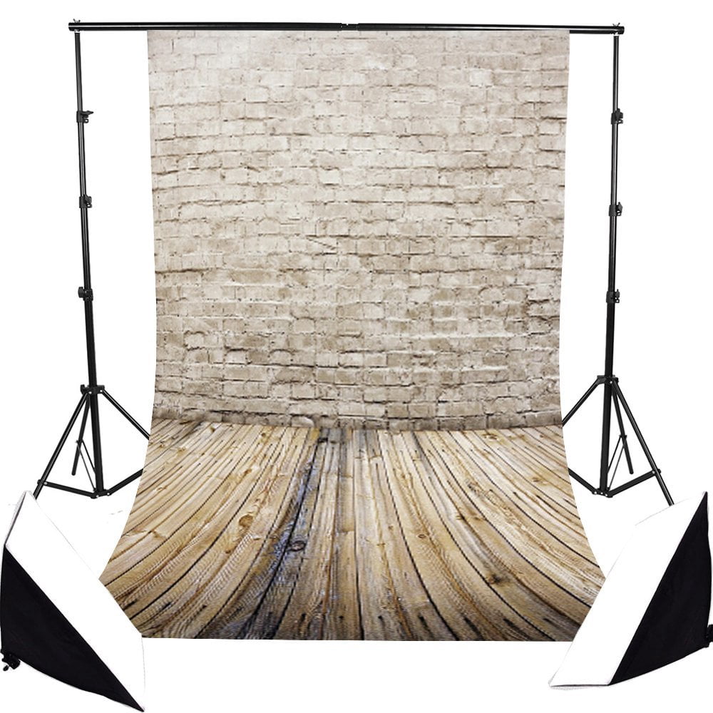 HelloDecor 5x7ft Brick Wall and Wood Floor Photography Background ...