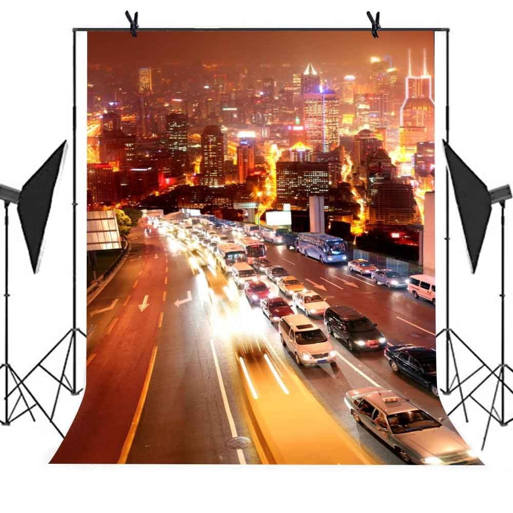 HelloDecor 5x7ft City Night Scene Photography Backdrop Night Lights ...
