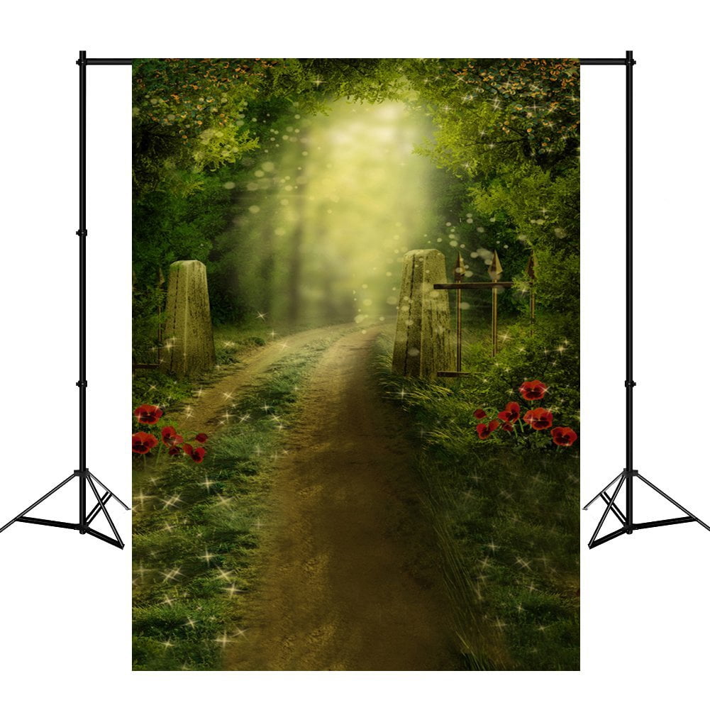 HelloDecor 5x7ft Forest Photography Backdrops Flowers Lighting Green ...