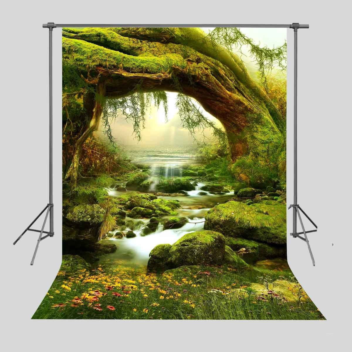 HelloDecor 5x7ft Green Forest Photography Backdrop Props Photo ...