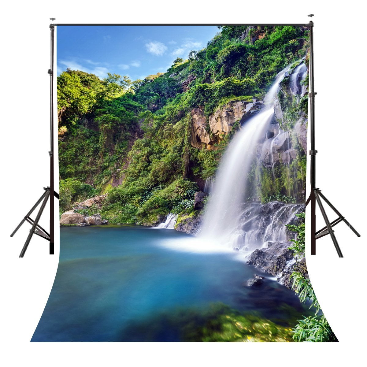 HelloDecor 5x7ft Green Mountains And Rivers Waterfalls Photo Background ...