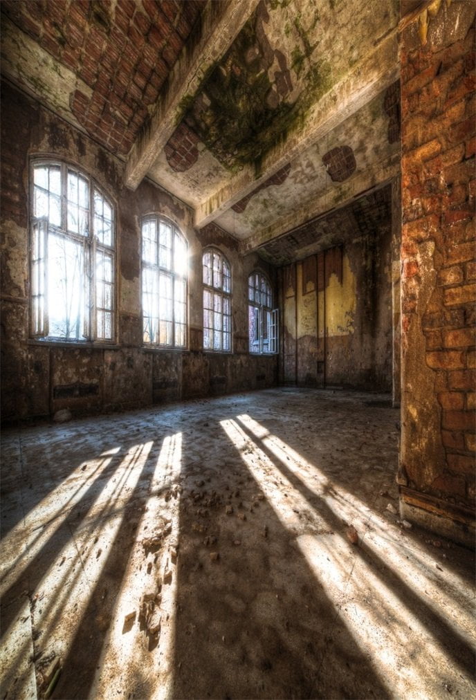 HelloDecor 5x7ft Grunge Interior Background Abandoned Ruined Building ...