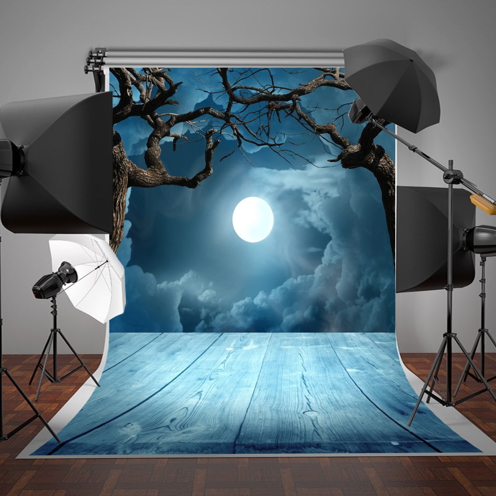 HelloDecor 5x7ft Halloween Photography Backdrops Forest Moon Background ...