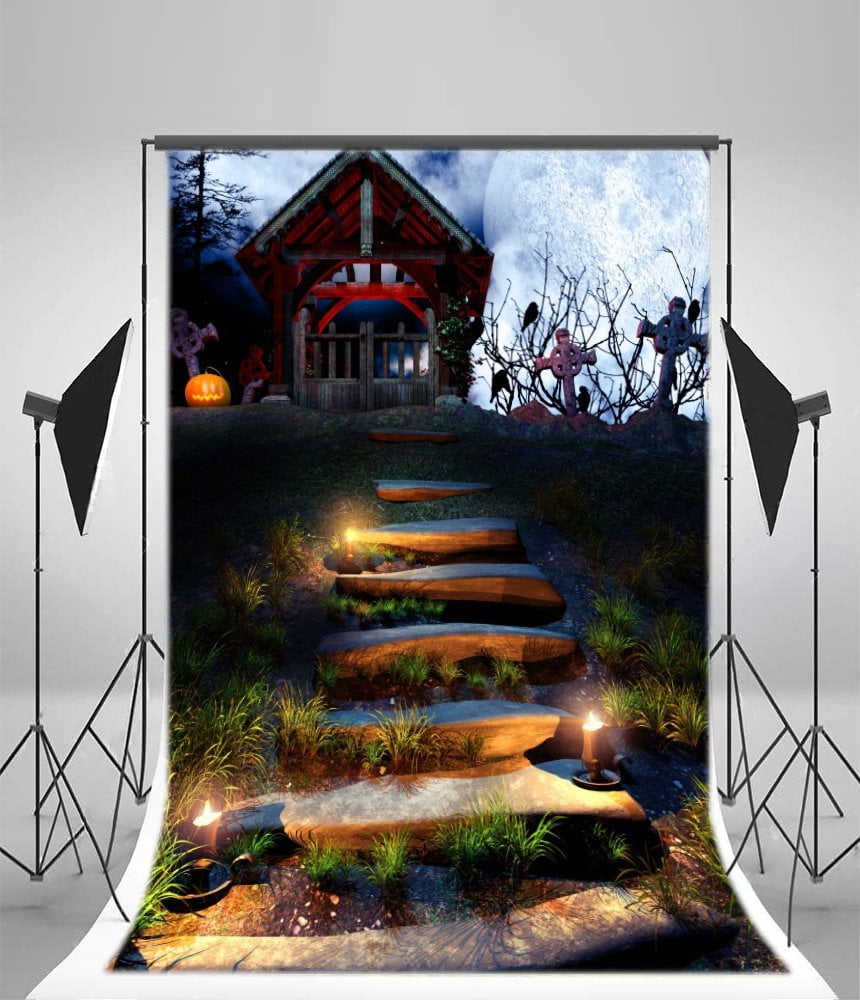 HelloDecor 5x7ft Old Crypt Halloween Night Photography Background ...
