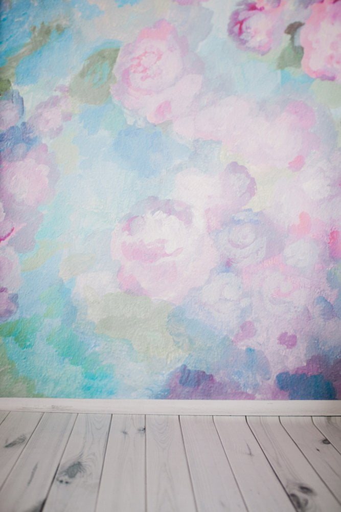 HelloDecor 5x7ft Painting Effect Wall Wood Floor Photography Backdrops ...