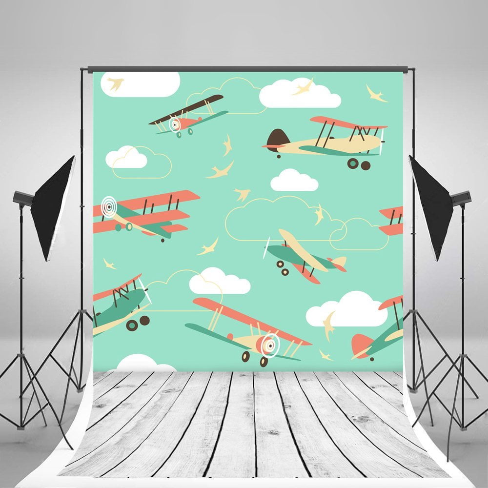 HelloDecor 5x7ft Photographic Backgrounds Cartoon Aircraft Model Photo ...