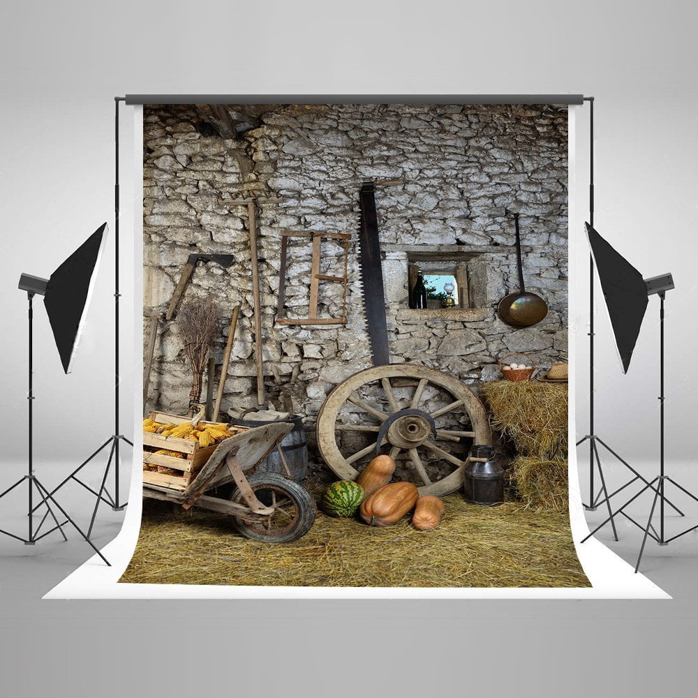 HelloDecor 5x7ft Photography Backdrop Retro Farm Tools Photo Prop ...