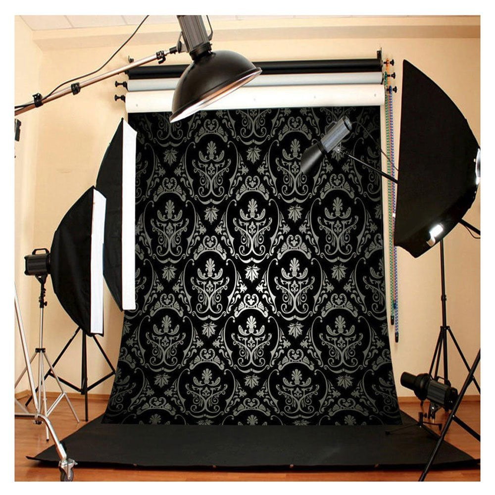 HelloDecor 5x7ft Printing Live Black Maple Leaf Studio Photo Photography Background Studio ...