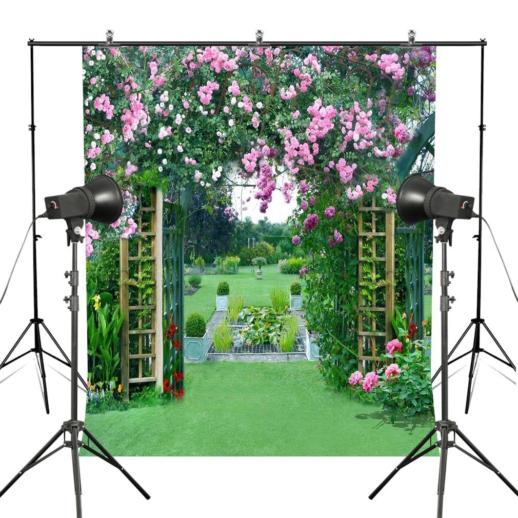 HelloDecor 5x7ft Rose Garden Photography Backdrops Wedding Flower Arch ...