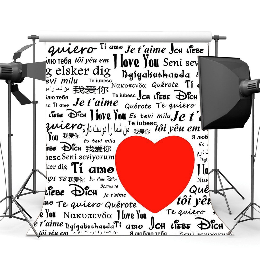 HelloDecor 5x7ft Valentine's Day Backdrop I Love You Sweet Red Heart ...
