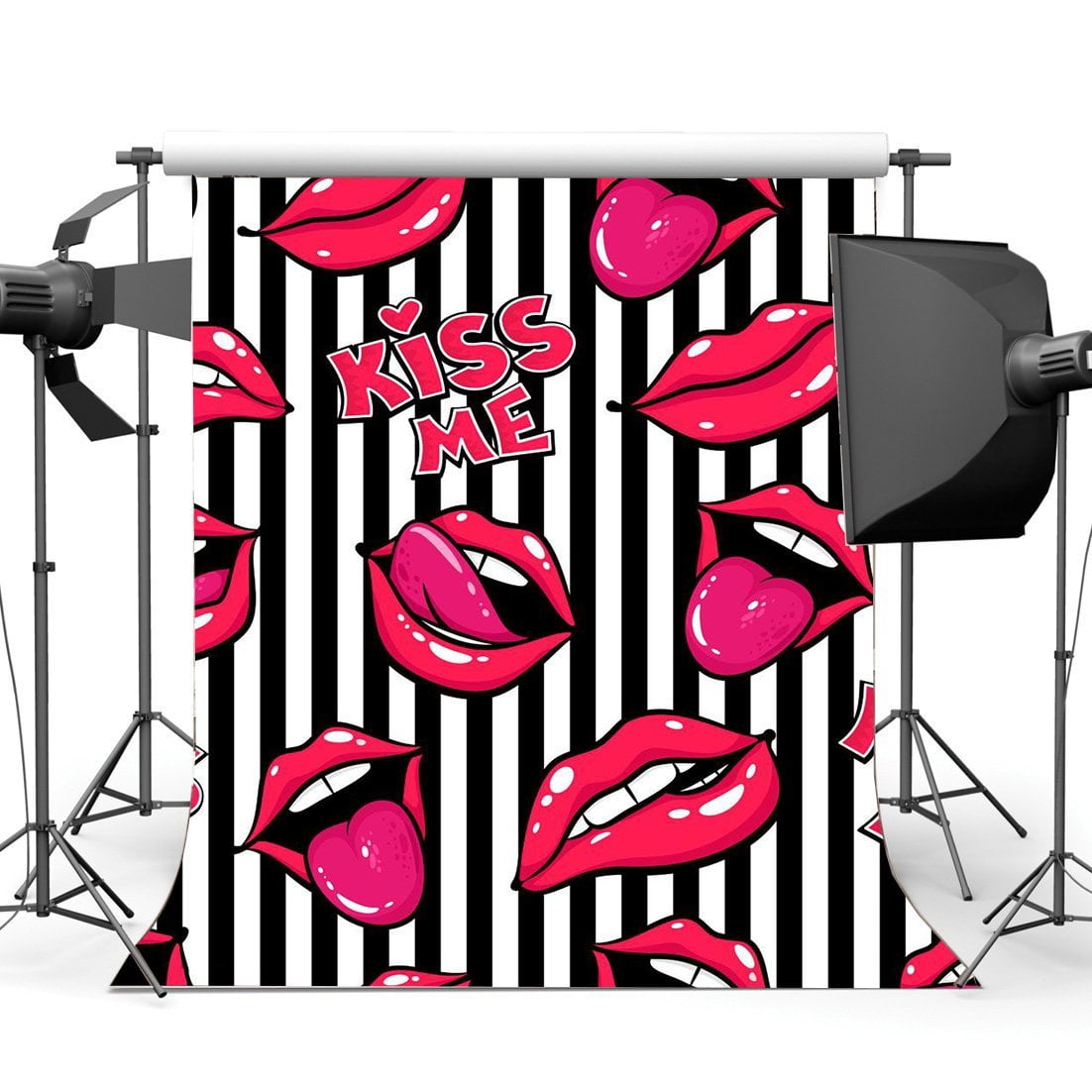 HelloDecor 5x7ft Valentine's Day Backdrop Red Lips Liss Me Background ...