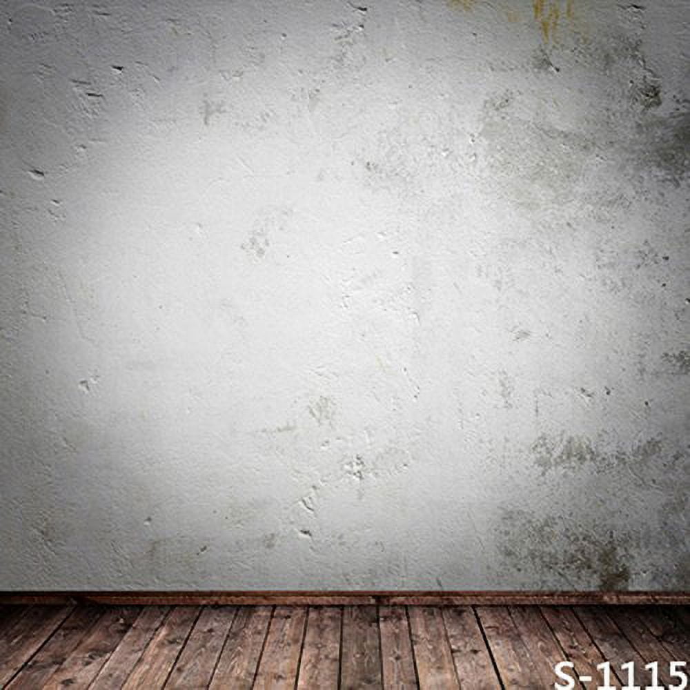 HelloDecor 5x7ft White Cement Wall Wood Floor Photography Studio ...